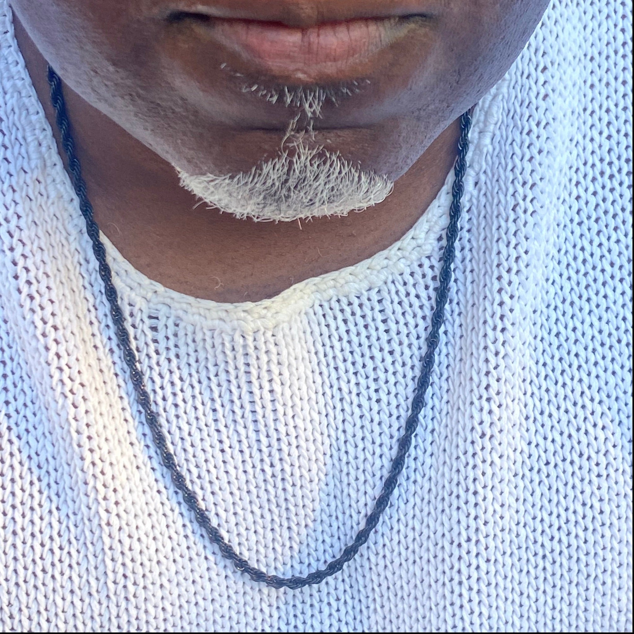 WET BLACK ROPE CHAIN NECKLACE FOR MEN 4MM – Klassic Statement