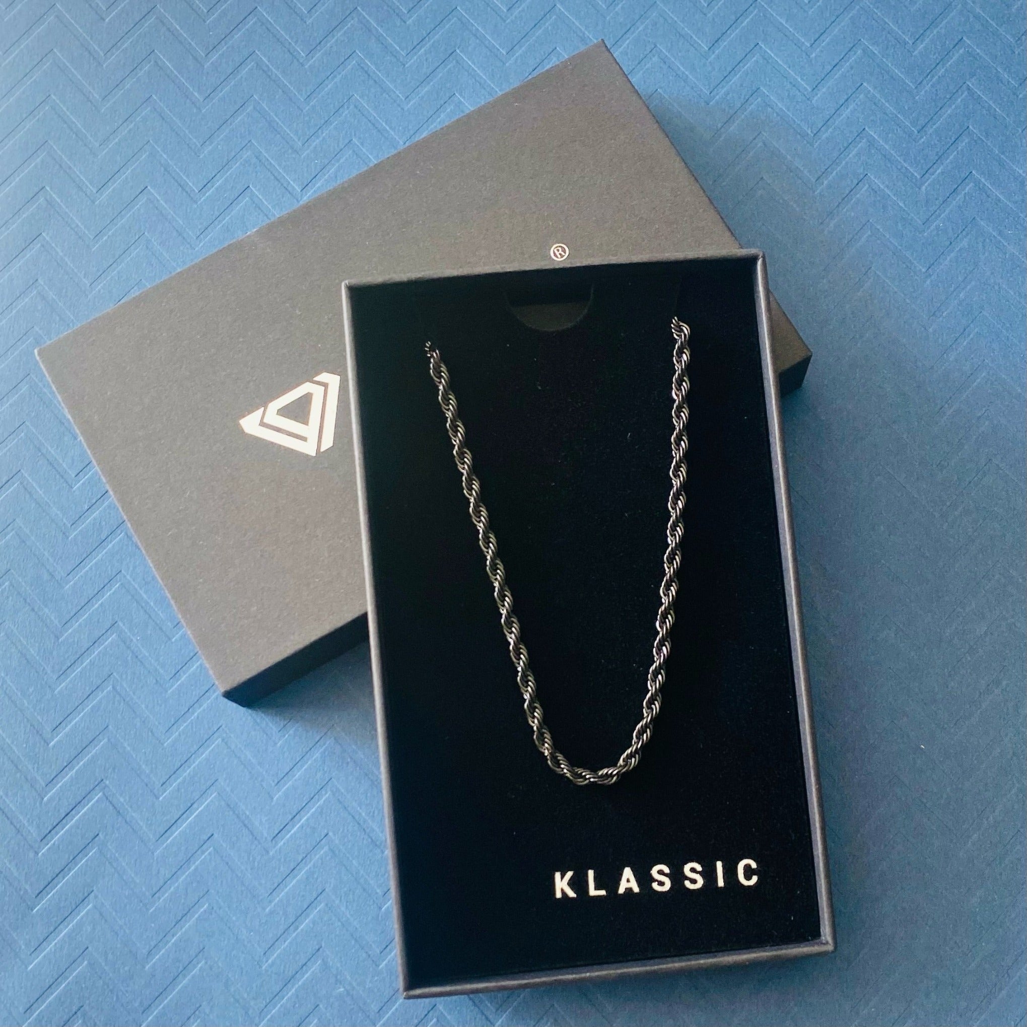 WET BLACK ROPE CHAIN NECKLACE FOR MEN 4MM – Klassic Statement