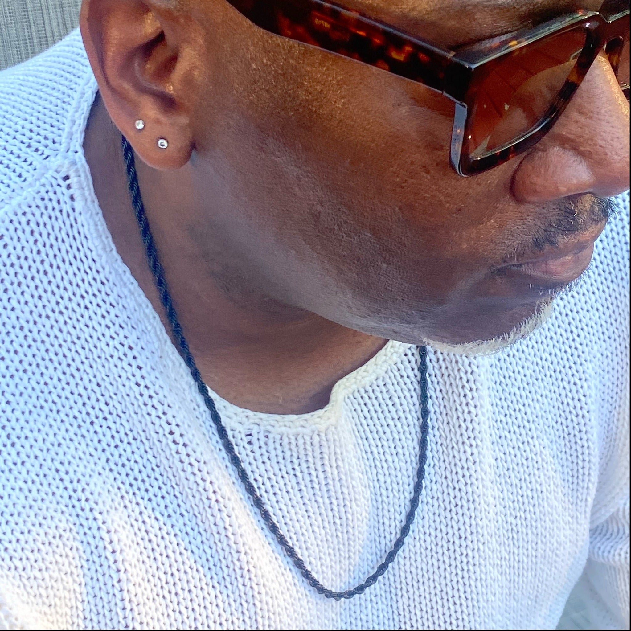 WET BLACK ROPE CHAIN NECKLACE FOR MEN 4MM – Klassic Statement