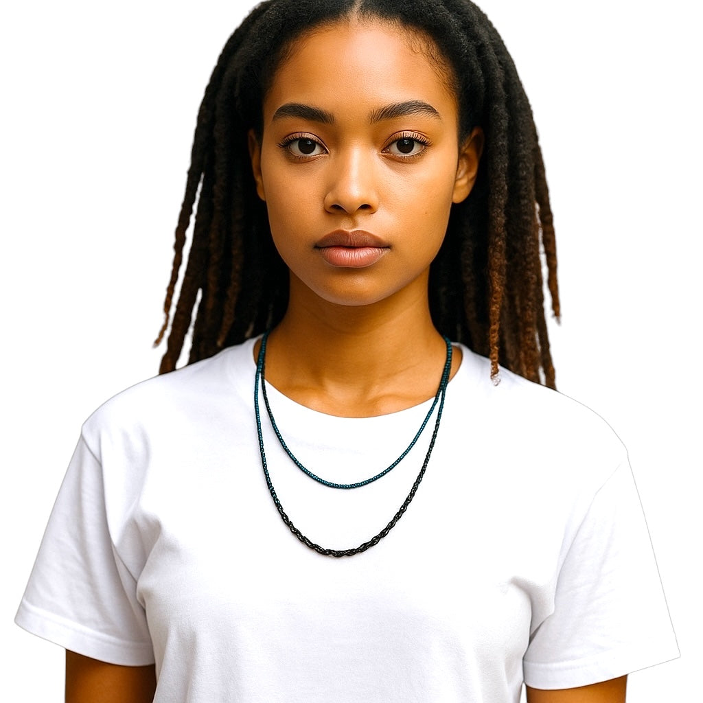 Black Rope & Blue Magic Box Chain Stack Necklace for Men – Klassic ...